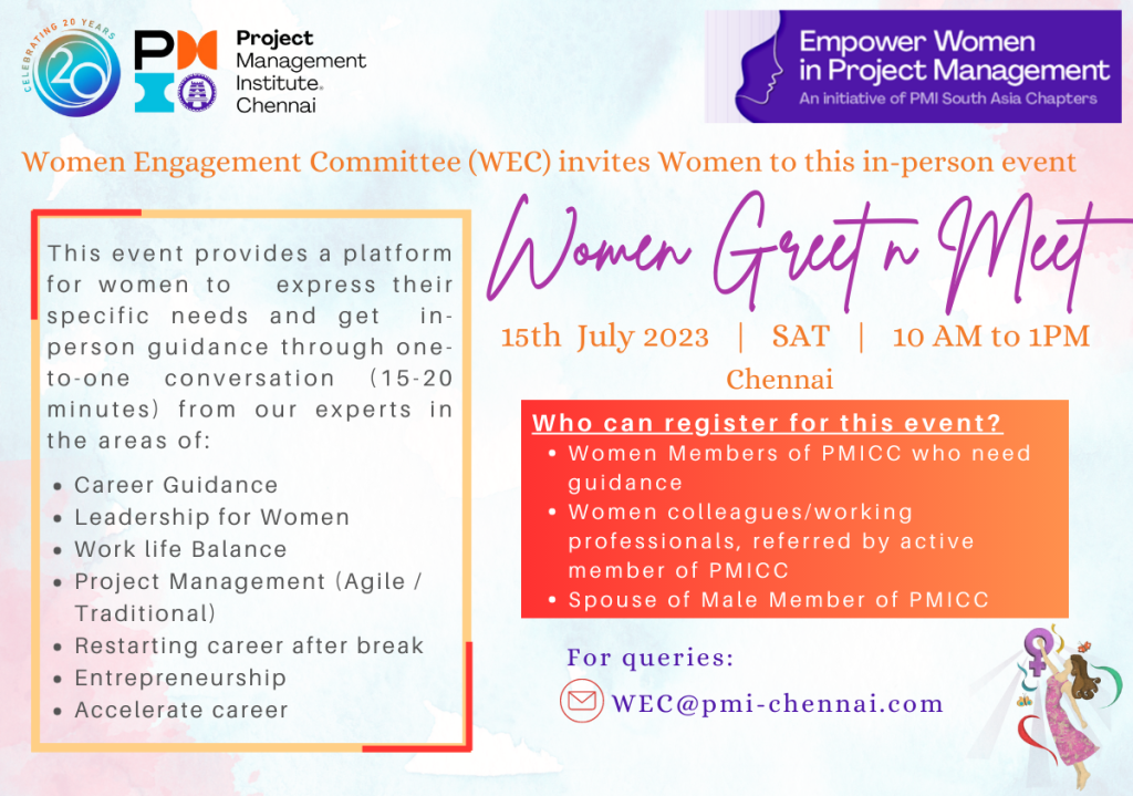 Women Greet n Meet - 2023 - Project Management Institute Chennai Chapter