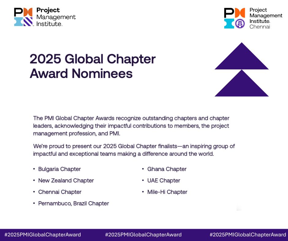 PMI Chennai Chapter Nominated for the Prestigious PMI 2025 Global ...